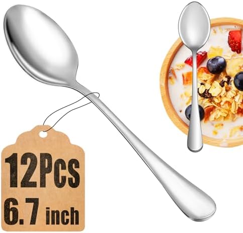 Amazon.com: Hiware Dinner Spoons Set, Food Grade Stainless Steel Spoons ...