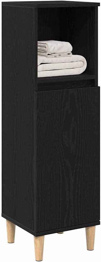 vidaXL Bathroom Cabinet with Shelf with Storage with Door Black Oak ...