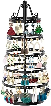 Amazon.com: MODOWEY 4 Tier Metal Rotating Earring Holder Organizer, 112 ...