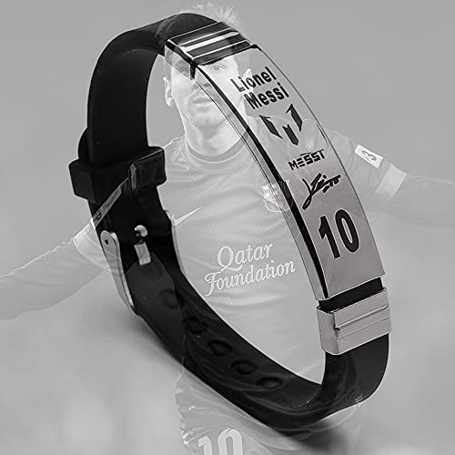 Buy Vientiq Silver-Plated Soccer Bracelet with Engraved Messi Signature ...