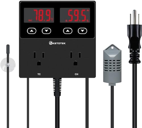 KETOTEK Digital Temperature and Humidity Controller Outlet, Reptile ...