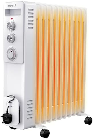 PureMate Oil Filled Radiator, 2500W/2.5KW - 11 Fin - Portable Electric ...
