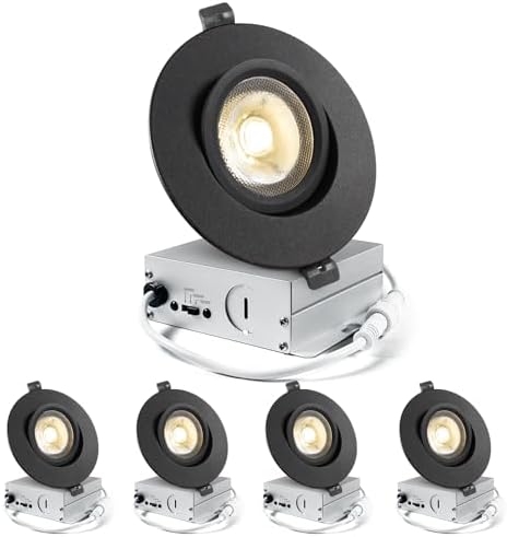 4 Pack Black LULIT 4-inch 3CCT Gimbal LED Recessed/Downlight Color ...
