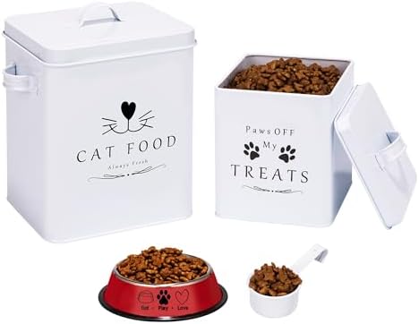 Amazon.com: Cat Food and Treats Containers Set with Scoop for Cats or ...