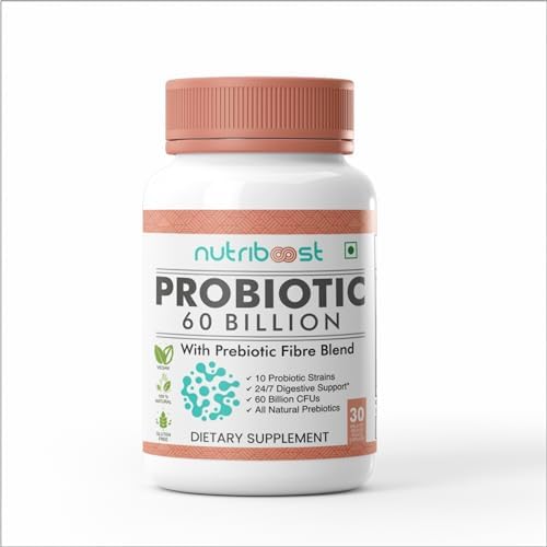 Probiotic with Probiotic Fibre Blend Veggie Capsules - 60 Billion CFU ...
