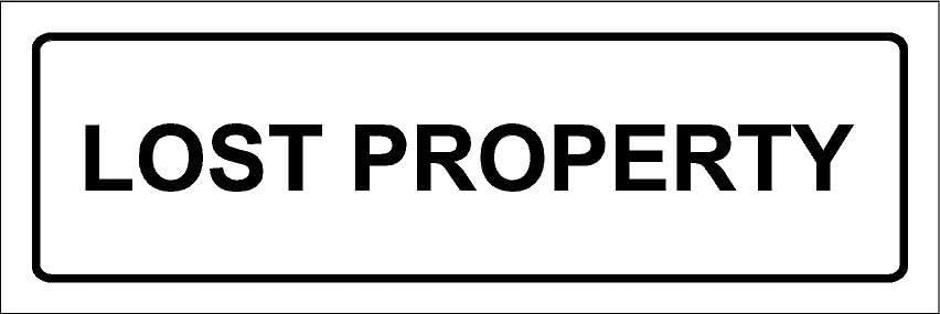 Lost property, white sign - Self adhesive sticker (150mm x 50mm ...