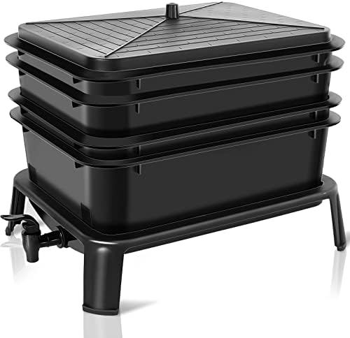 Worm Composter 4 Trays Compost Bin Black Worm Composting System for ...