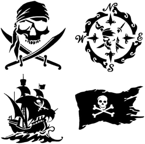Amazon.com - Pirate Decals 4 Pack: Skull and Swords, Pirate Ship ...