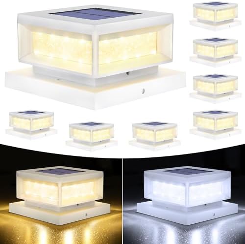 Mlambert 8 Pack Solar Post Cap Lights Outdoor, Waterproof Deck Fence ...