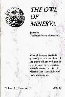 The Owl of Minerva: Journal of The Hegel Society of America, Vol. 38 ...