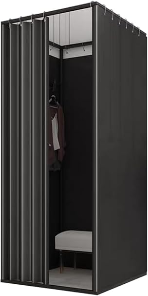 JUMEIYP Movable Fitting Room, Portable Dressing Room Frame with Curtain ...