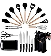 Amazon.com: ITZZO 19-Piece Silicone Kitchen Utensils Set with Holder ...