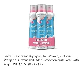 Amazon.com : Secret Dry Spray Antiperspirant Deodorant for Women, 48hr ...