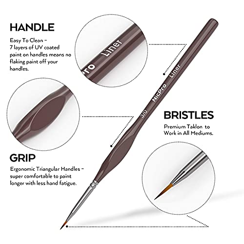 Nicpro Micro Detail Paint Brush Set,15 Small Professional Artist ...