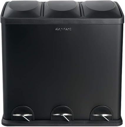 The Step N' Sort 60 Liter 3 Compartment Trash and Recycling Bin, Black ...