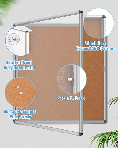 Snapklik.com : 28” X 26” Enclosed Cork Bulletin Board, Wall Mount ...