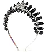 Amazon.com : Poememgi Raw Crystal Obsidian Tiara Headbands,Black Quartz ...