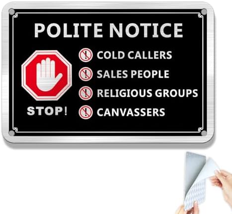 SINMAO Polite Notice No Cold Calling Sticker Metal Brushed Aluminium ...