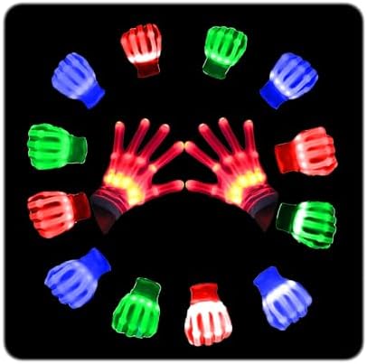 LED Gloves, Flash Finger Lights Gloves, 3 Colors 10 Modes Colorful ...