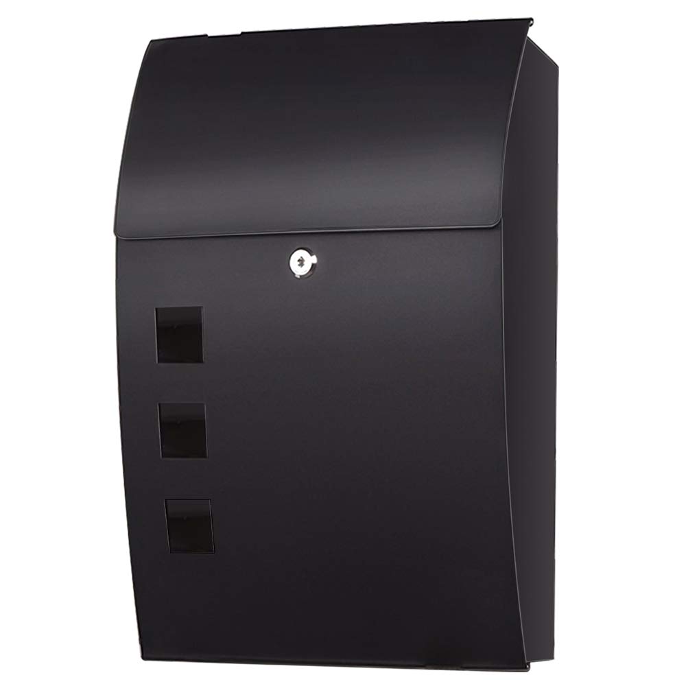 Amagabeli Black Wall Mounted Mailbox Large 18 Vertical Locking Drop ...