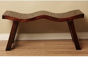 Amazon.com: Solid Mahogany Wood Wavy Bench. This Handcrafted Series of ...