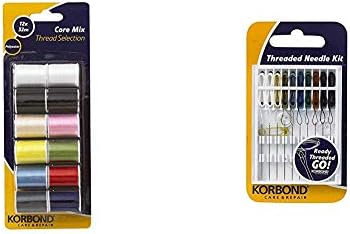 Korbond 12 x 32 m Core Mix Thread Selection & 10-Piece Threaded Needle ...