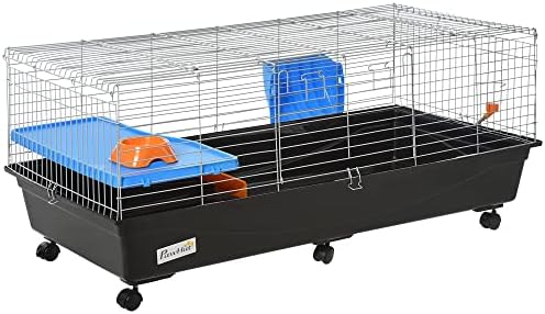 PawHut Metal Small Animal Cage, Rabbit Cage for Guinea Pig Chinchilla ...