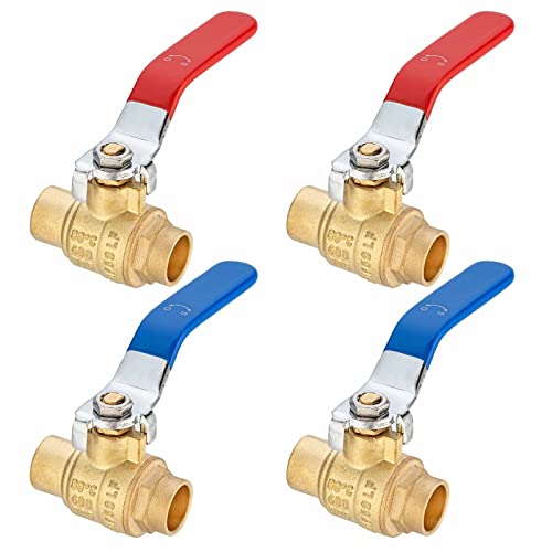 (4 Pack) sicoince 1/2 Ball Valve Sweat 1/2 Shut Off Valve, Inlet 1/2 ...