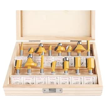 Router Bits Set 1/4 Inch Shank Router Bit Kit 15pcs Carbide Router Bits ...