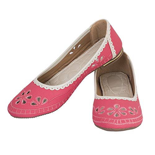 Buy Store Jutti Kasoori Peach Colur Floral Designer Bellies at Amazon.in
