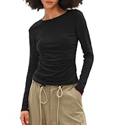 Darong Women's One Off Shoulder Long Sleeve Tops Ruched Going Out Crop ...