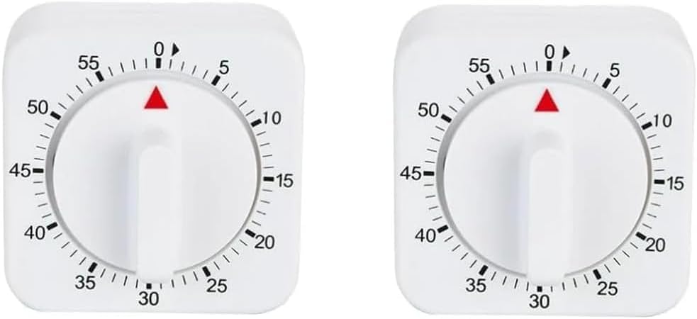 Amazon.com: 2Pcs White Timer Clock Square 60-Minute Mechanical Kitchen ...