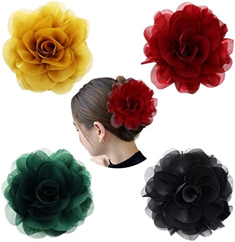 Amazon.com : 5 Pack Large Ballet Hair Bun Covers with Flower Ponytail ...