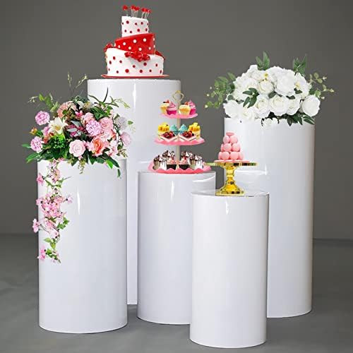Amazon.com: Lopxo Round Cylinder Pedestal Stand for Party, 5PCS White ...