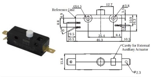SUNS International S-13E Pin Plunger Snap Action Micro Switch, Black ...