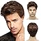 Amazon.com: Daiaces Mens Brown Wig Short Middle Part Straight Synthetic ...