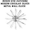 Invero Eye-Catching Modern Circular Silver Metal Wall Clock with Quartz ...