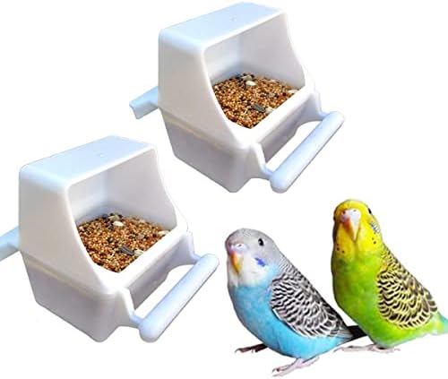 2PCS Bird Feeder, Bird Cage Bowl Cups, Plastic Food Feeder Cup for ...