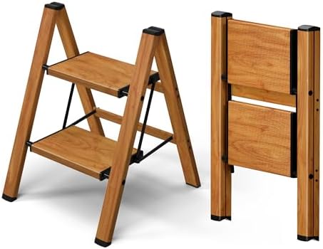 WOA WOA 2 Step Ladder, Portable Lightweight Folding Ladder with Anti ...