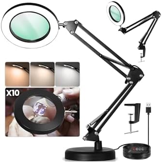 Amazon.com: 10X Lighted Magnifying Glass Lamp with 3 Color Modes, 72 ...