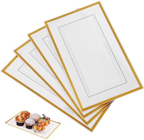 10pcs Plastic Serving Platters with Gold Border Buffet Trays Food Party ...