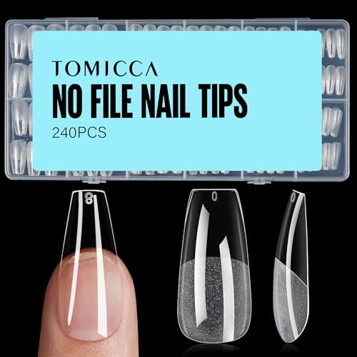 Amazon.com: TOMICCA Medium Coffin Nail Tips, 240Pcs Half Matte Soft ...
