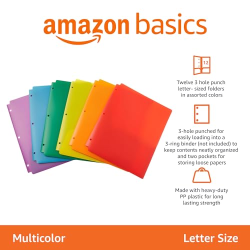 Snapklik.com : Basics Plastic 3 Hole Punch Folders