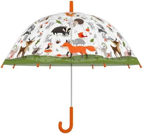 Esschert Design Regenschirm für Kinder, transparent, Wald, mehrfarbig ...