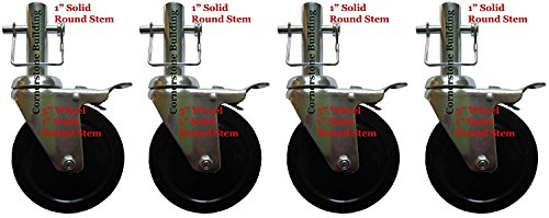 A Set of 4 Perry 5" Scaffolding Wheels with 1" Solid Round Stem CBM1290 ...