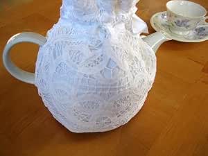 Amazon.com: Cotton Teapot Cover with a Battenburg Lace Overlay: Kitchen ...