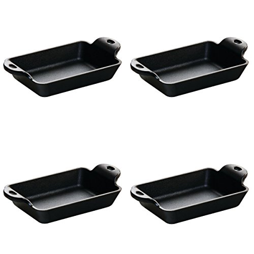 Lodge Cast Iron 10 Ounce Rectangle Mini Server, Set of 4 | Amazon price ...