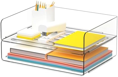 Amazon.com : MyGift Premium Clear Acrylic Stackable Office Desk Paper ...