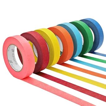 Amazon.com: skytogether Colored Masking Tape 1 Inch Wide Rainbow Color ...