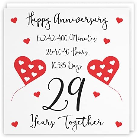 Hunts England 29th Wedding Anniversary Card - 29 Years Together - Happy ...